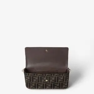 Fendi Tube Wallet On Chain Ff Zucca Jacquard And Leather Compact Wallet